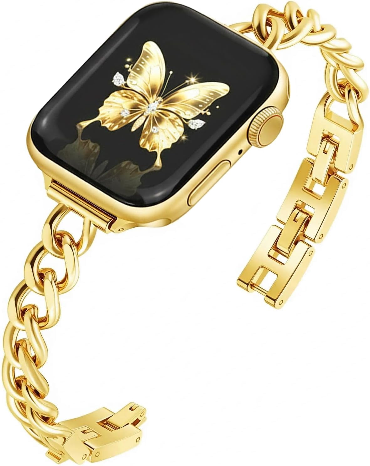 BDKWID-Slim Gold Chain Watch Bands Women Elegant Compatible with Apple ...