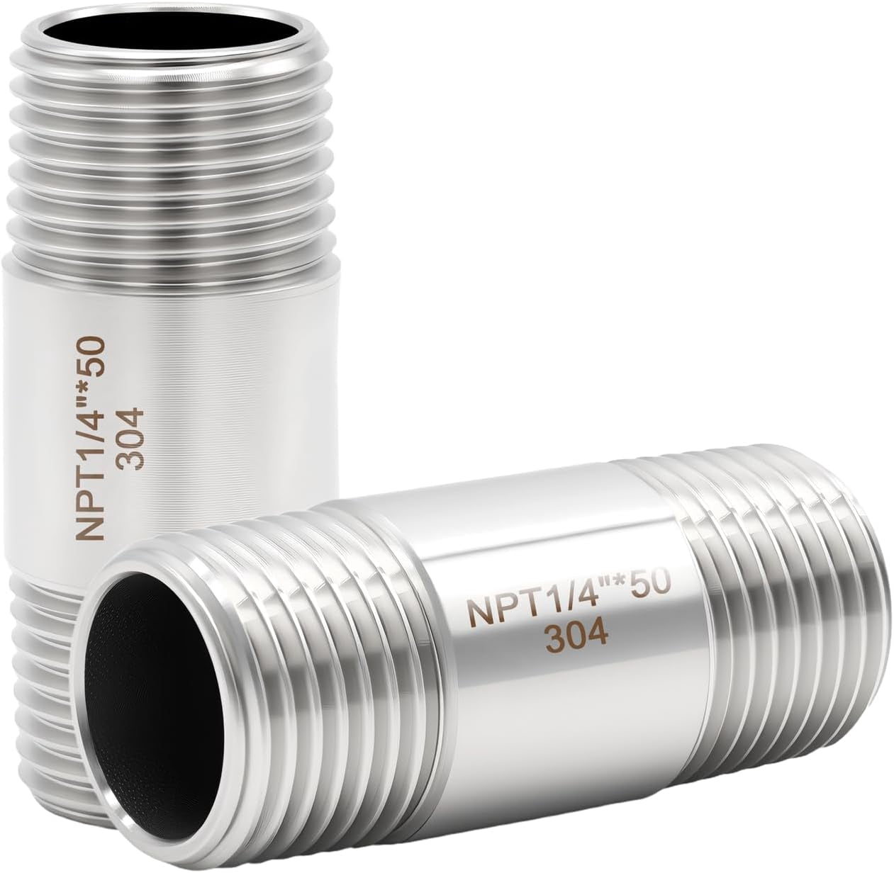 BDKWID-Stainless Steel Pipe Fittings, 1/4"NPT x 1/4"NPT Male Thread 2 ...