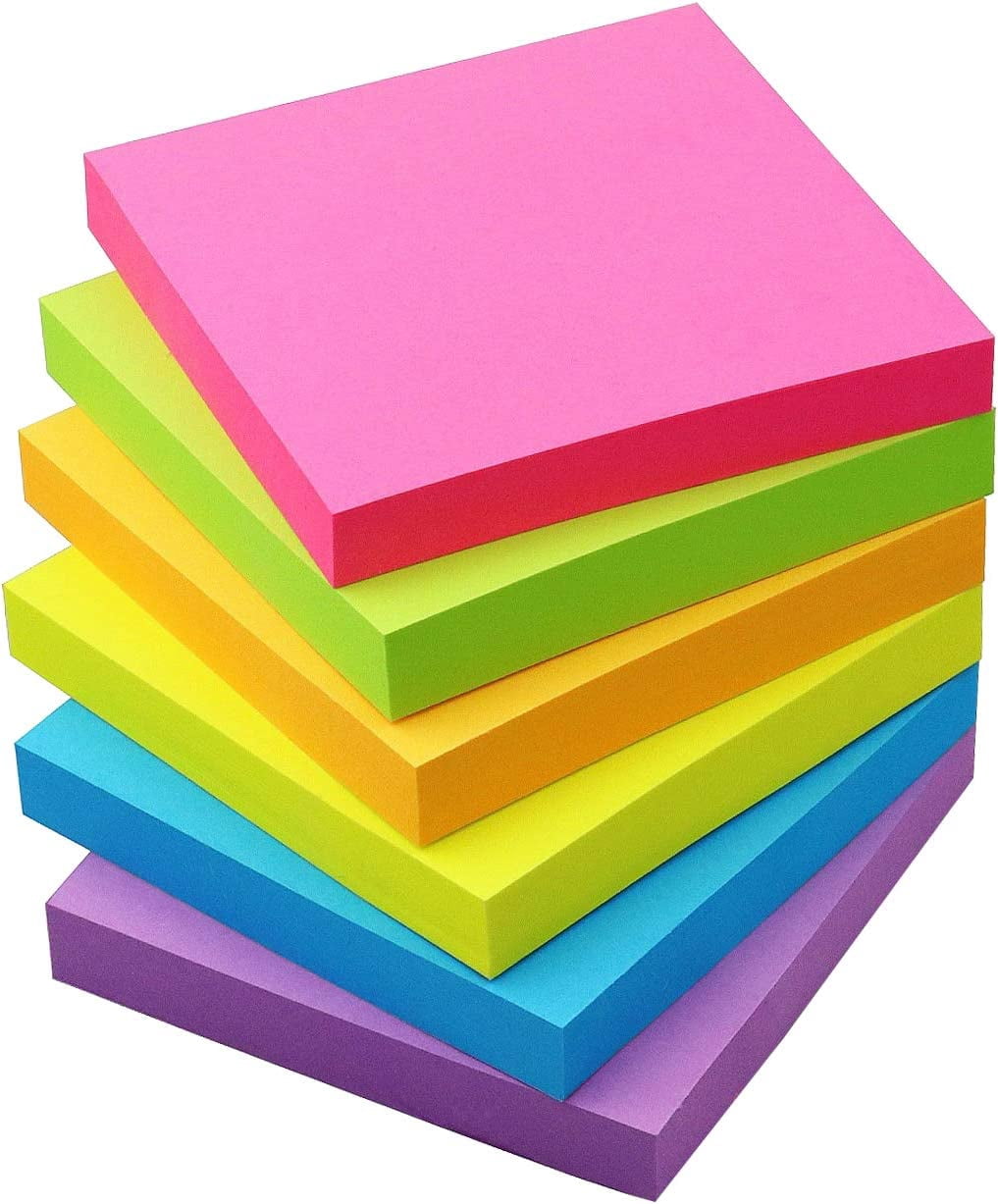 BDKWID-Sticky Notes 3x3 Self-Stick Notes Pads with 6 Bright Colors ...