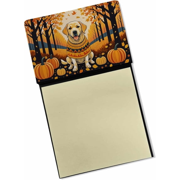 BDKWID-Yellow Labrador Retriever Fall Sticky Note Holder Refillable ...