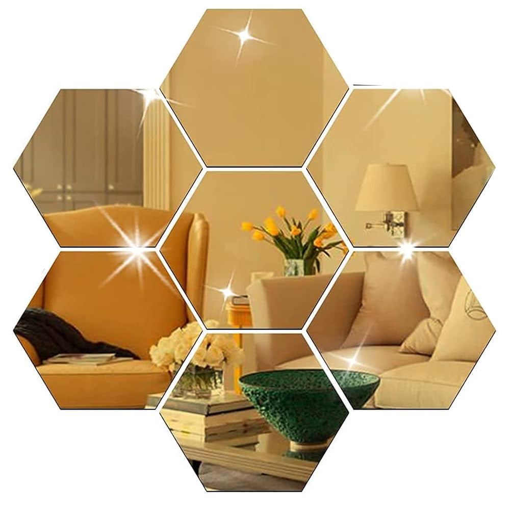 BDM Hexagon Decorative Mirror Stickers for Wall Wall Mirror Stickers 3D Acrylic Stickers Wall ...