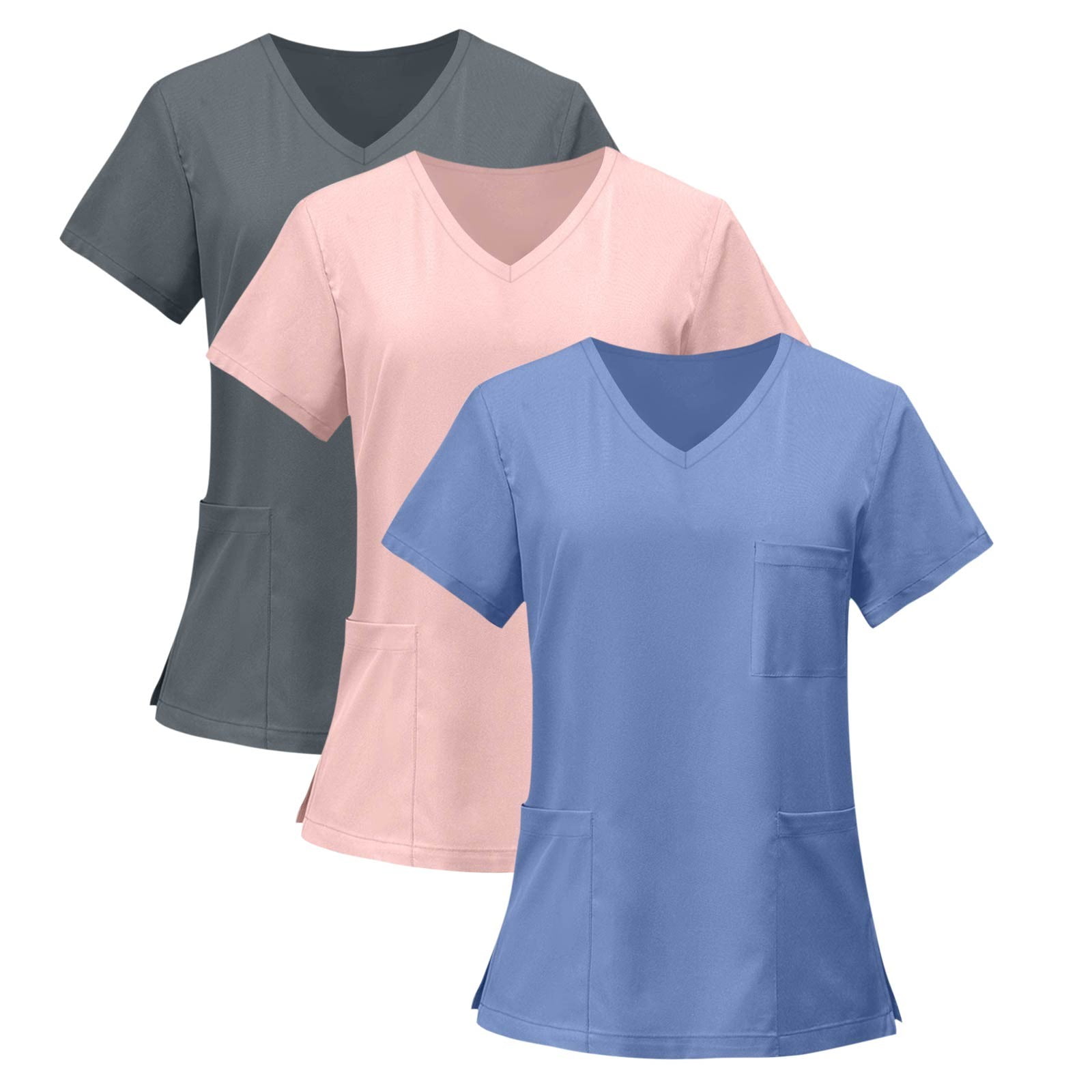 BDPORKAS 3pcs Plus Size Scrubs for Women Nurse Uniforms Breathable ...