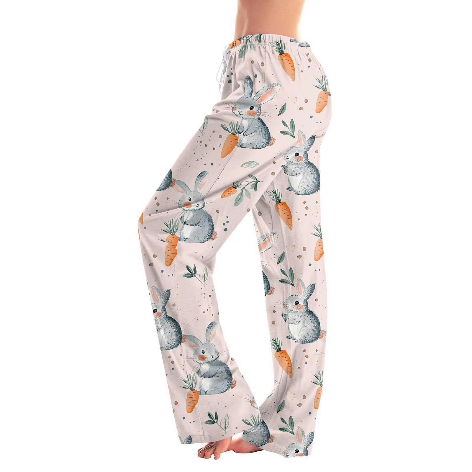 BDPORKAS Easter Pajama Pants Cute Bunny Pj Bottoms Easter Bunny Soft ...
