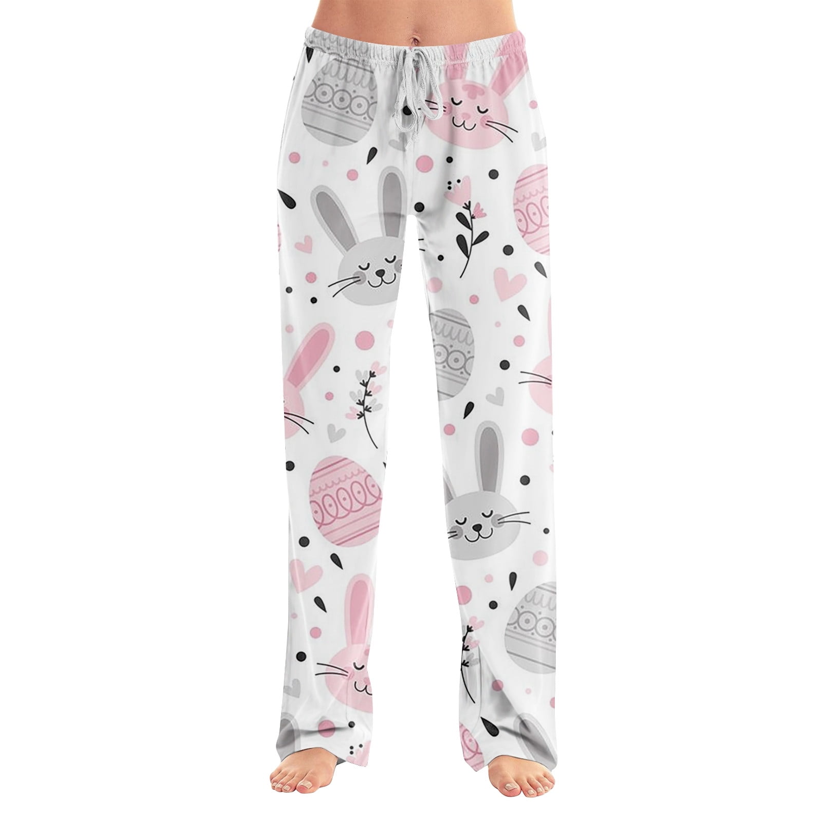 BDPORKAS Easter Pajama Pants Cute Rabbit Graphic Pajama Bottoms Easter ...