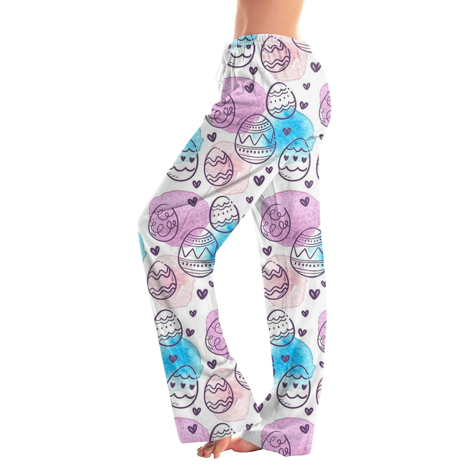 BDPORKAS Easter Pajama Pants Easter Soft Pj Pants Cute Rabbit Graphic ...