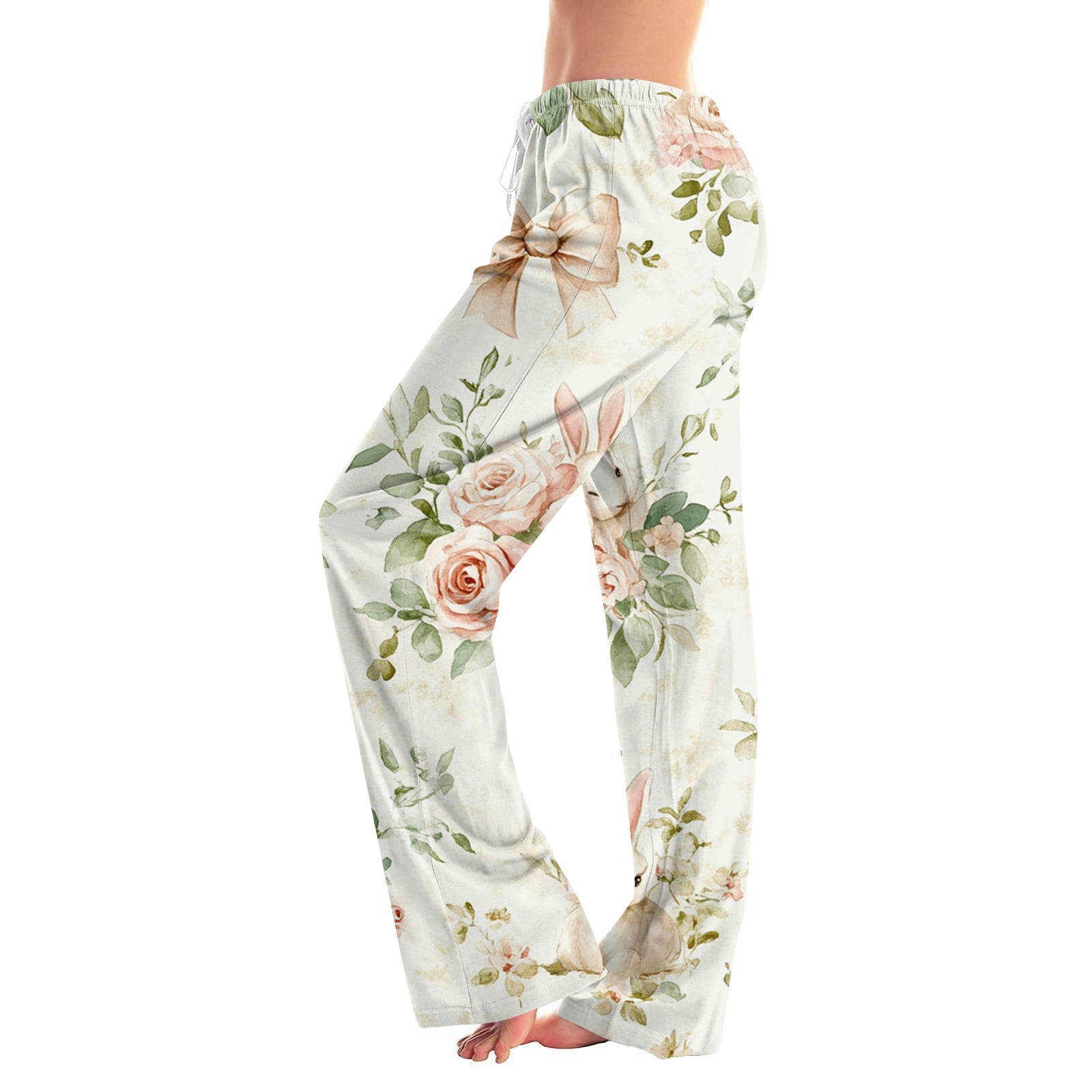 BDPORKAS Easter Pajama Pants Soft Wide Leg Pj Bottoms Bunny Rabbit ...