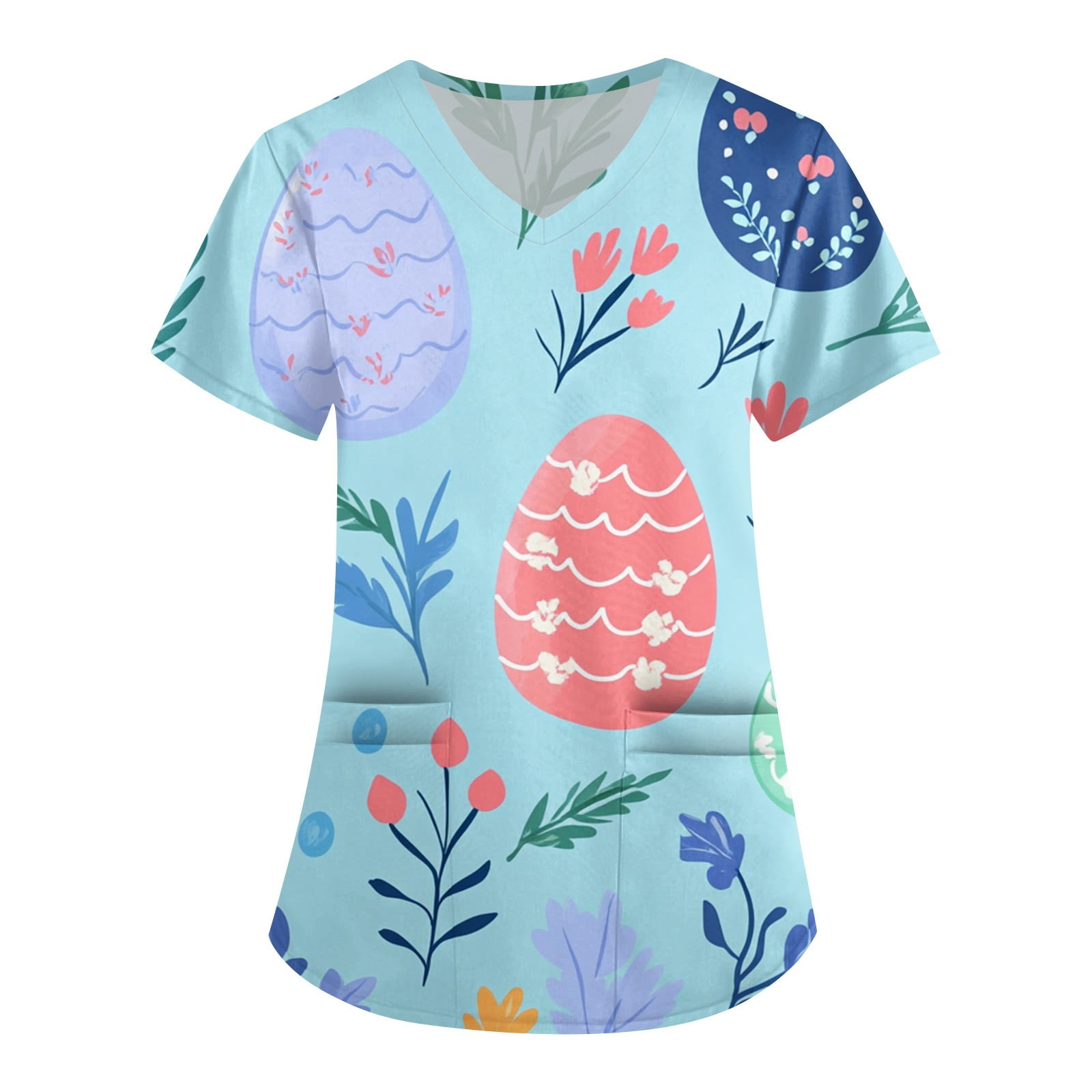 BDPORKAS Easter Scrub Tops Women Summer Short Sleeve Working Nurse ...