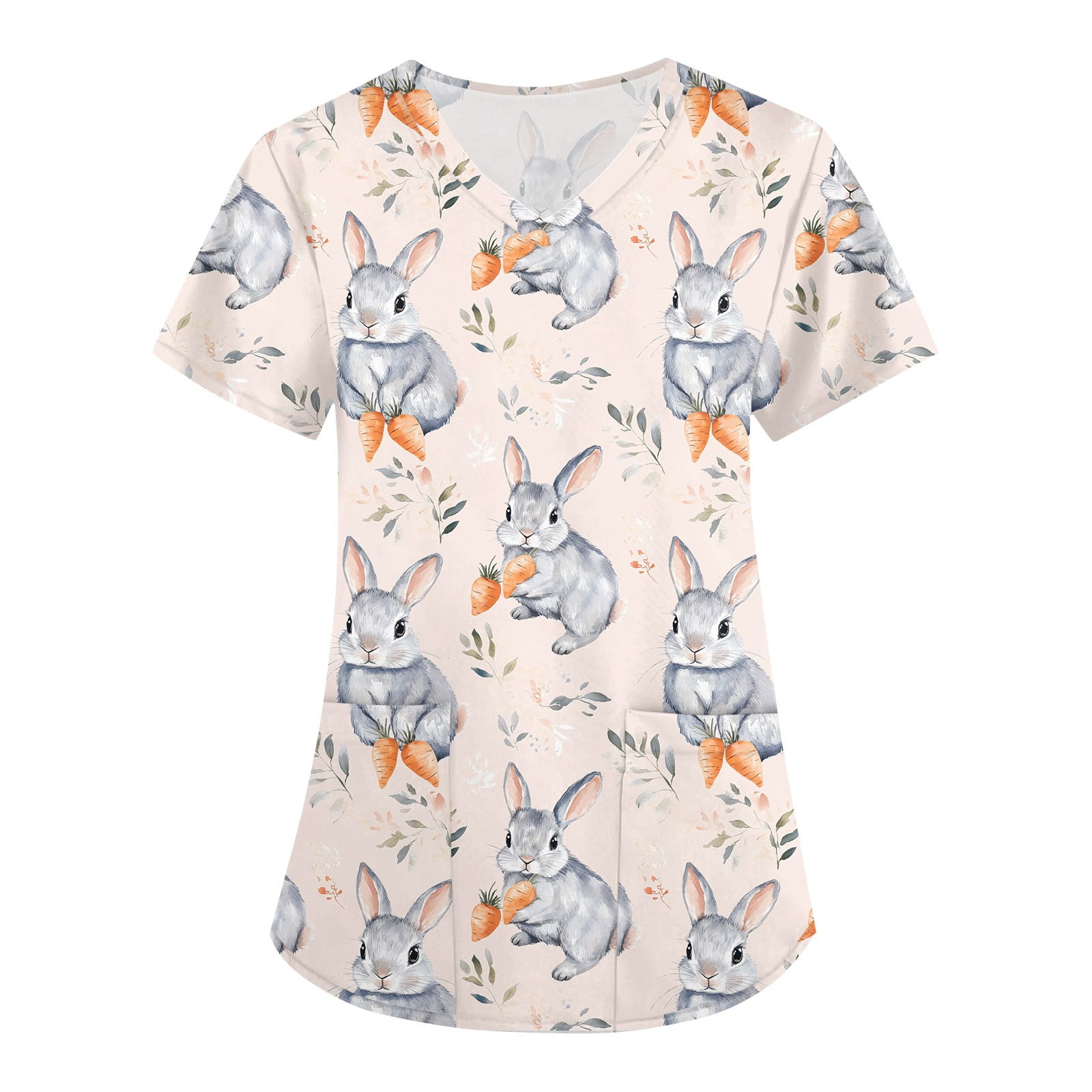 BDPORKAS Easter Scrub Tops Women Summer Short Sleeve Working Nurse ...