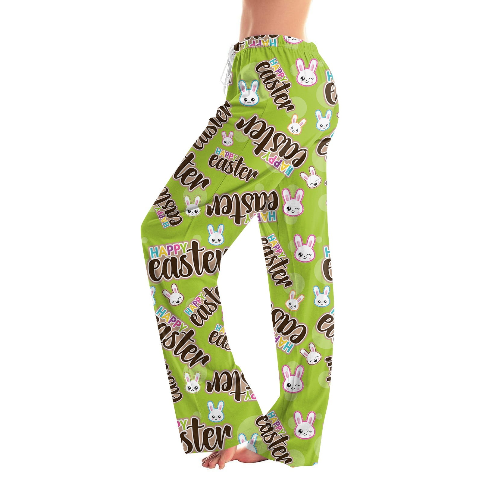 BDPORKAS Easter Soft Pajama Pants Egg Printed Pj Pants Baggy Drawstring ...