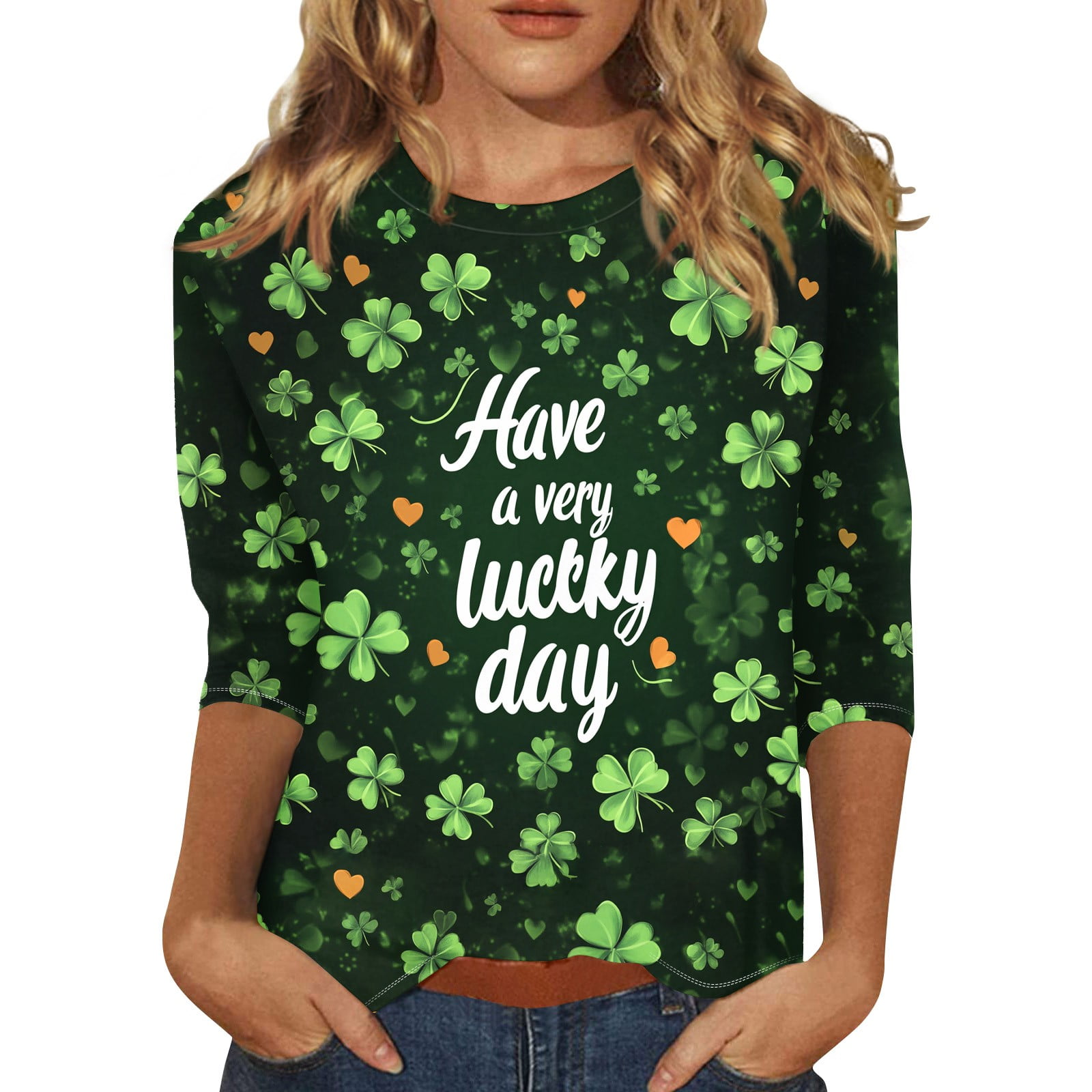 Bdporkas Green Clover Shamrock Saint Patricks Day Shirts Women Womens 3