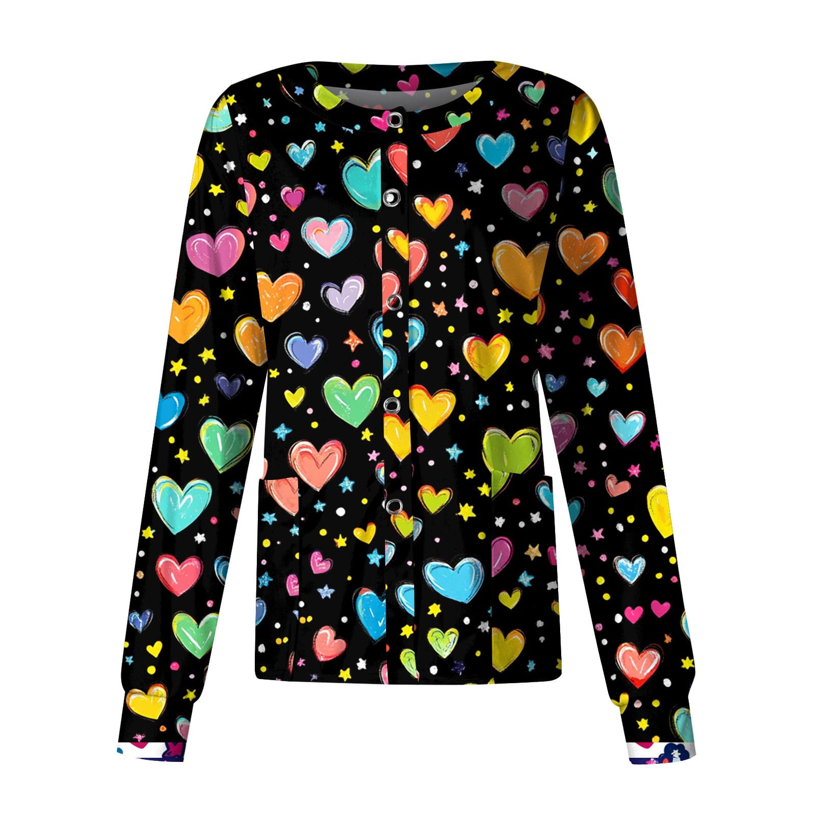 BDPORKAS Long Sleeve Button Down Scrub Jackets for Women Gradient Scrub ...