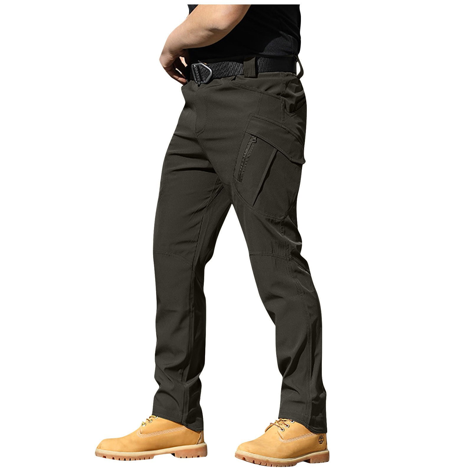 BDPORKAS Men's Lightweight Cargo Pants Button Fly Elastic Waist Work ...