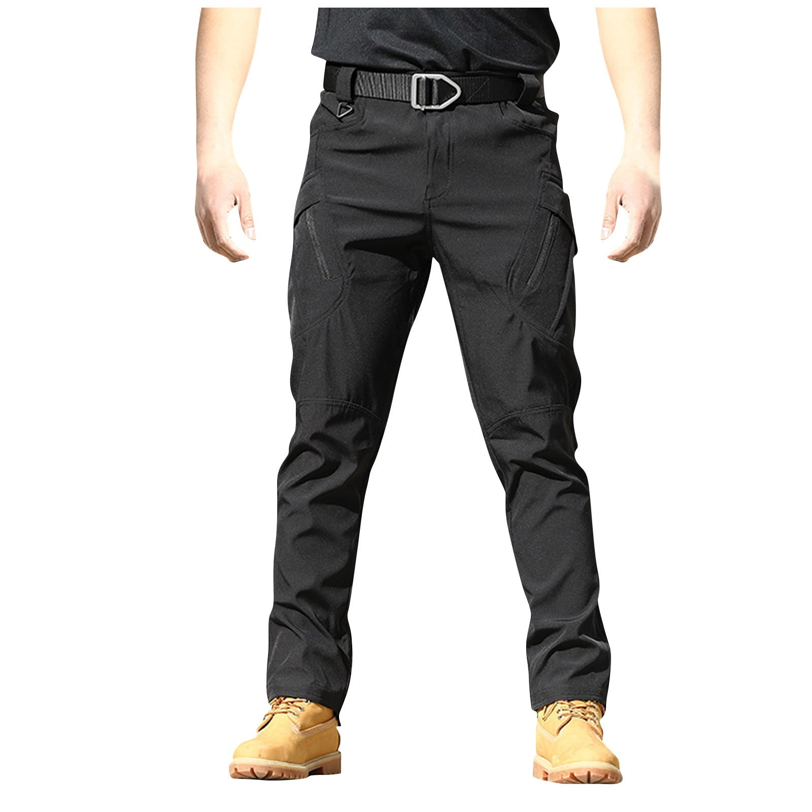BDPORKAS Men's Lightweight Cargo Pants Button Fly Elastic Waist Work ...