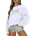 BDPORKAS Oversized Sweatshirt for Women Embroidered Pink Bow Y2K Hoodie Casual Long Sleeve Crew ...