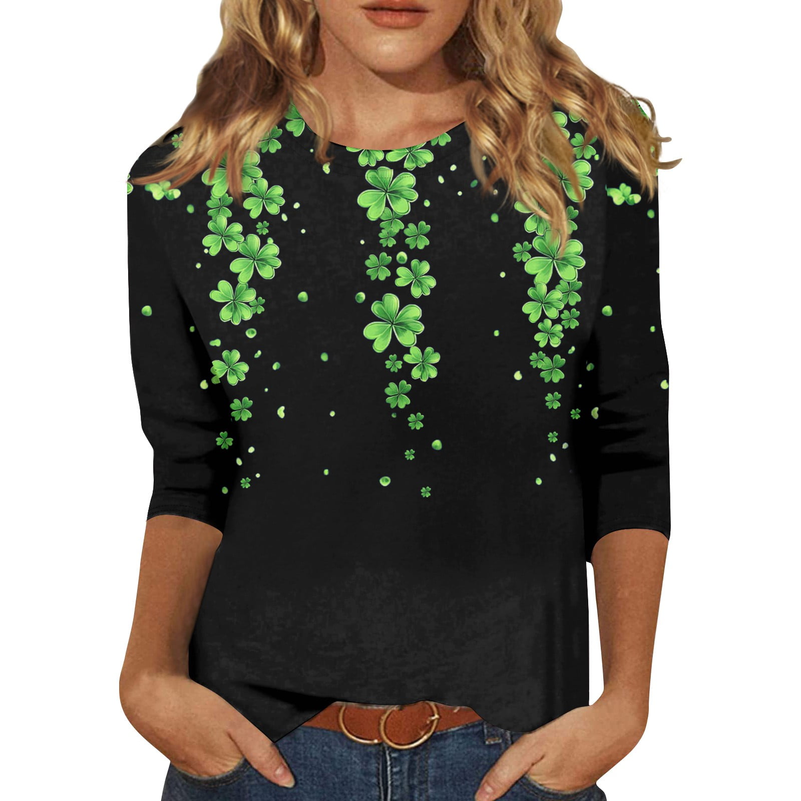 BDPORKAS Saint Patricks Day Shirts Women 3/4 Sleeve Tops for Women ...