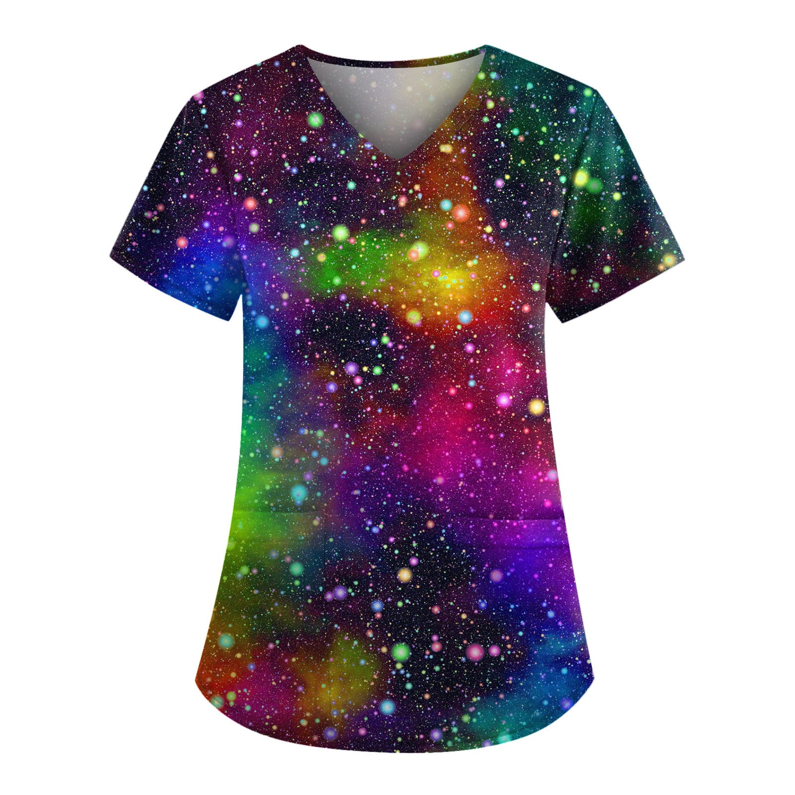 BDPORKAS Under Scrub Tops for Women Fashion Tie Dye Print Plus Size Fun ...