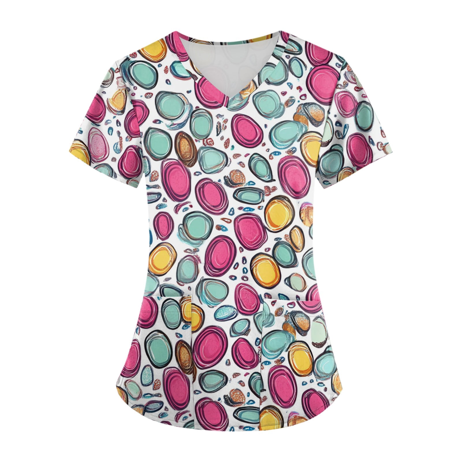 BDPORKAS Scrub Tops Women Working Uniform Lightweight Short Sleeve V ...