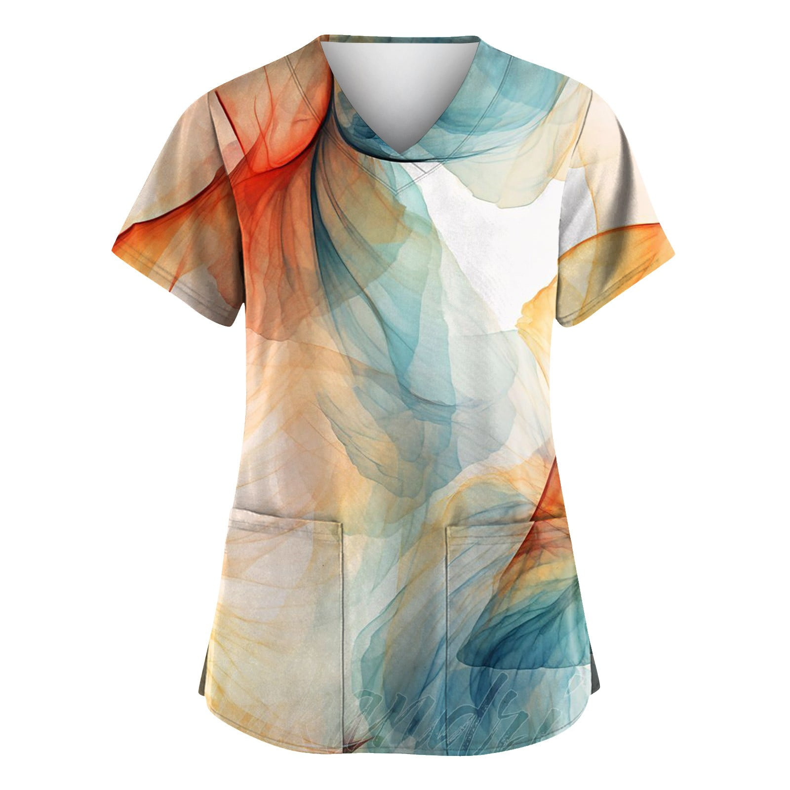 BDPORKAS Scrubs Tops for Women Medical Workwear V Neck Graphic Floral ...