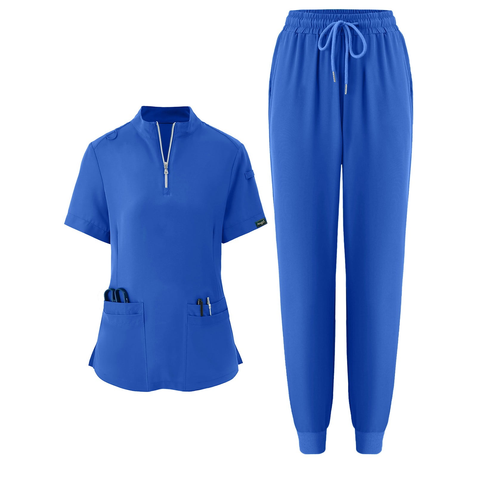 BDPORKAS Scrubs for Women Set Nurse Medical Uniform Solid Stretchy ...