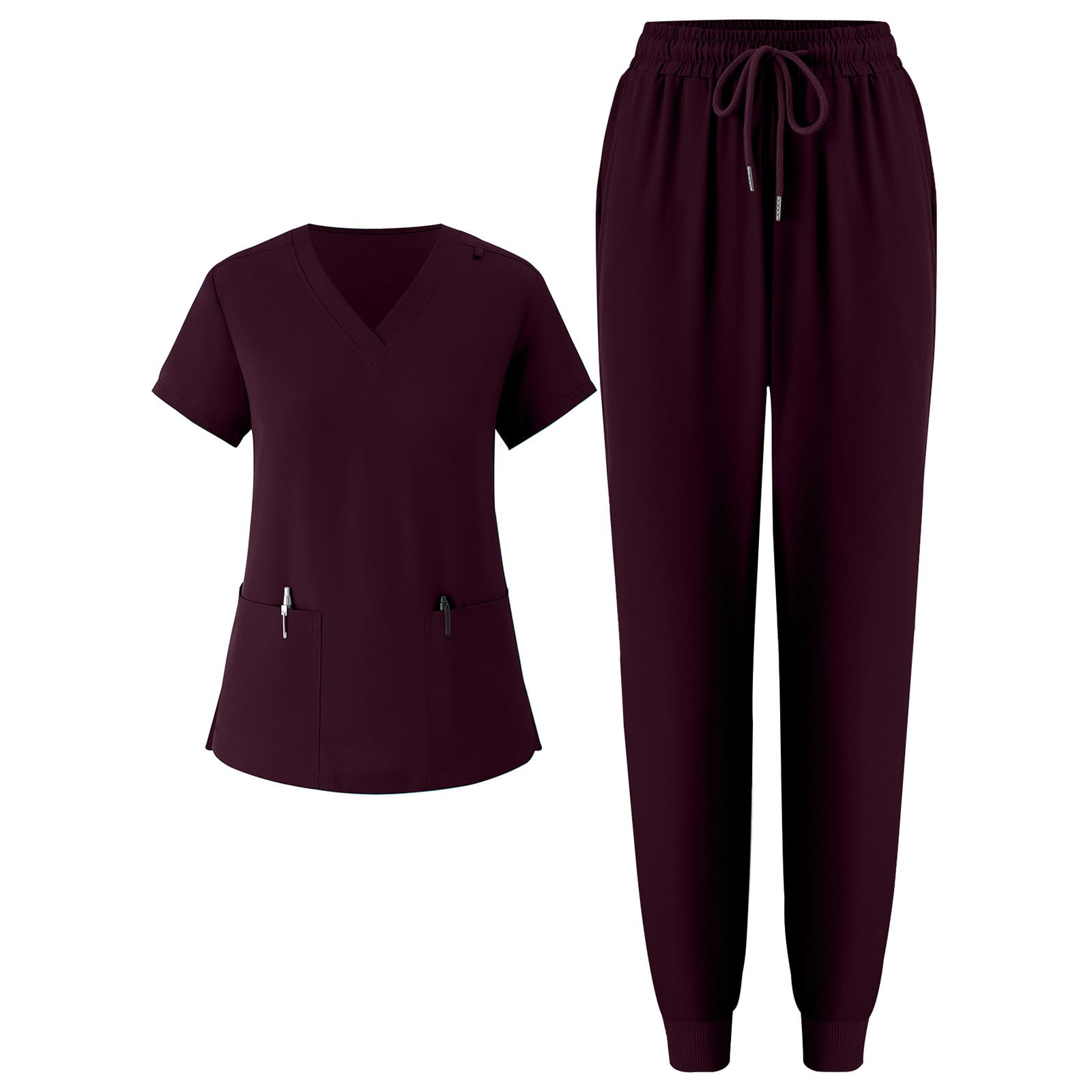 BDPORKAS Scrubs for Women Set Plus Size Jogger Pant and V-Neck Top Soft ...