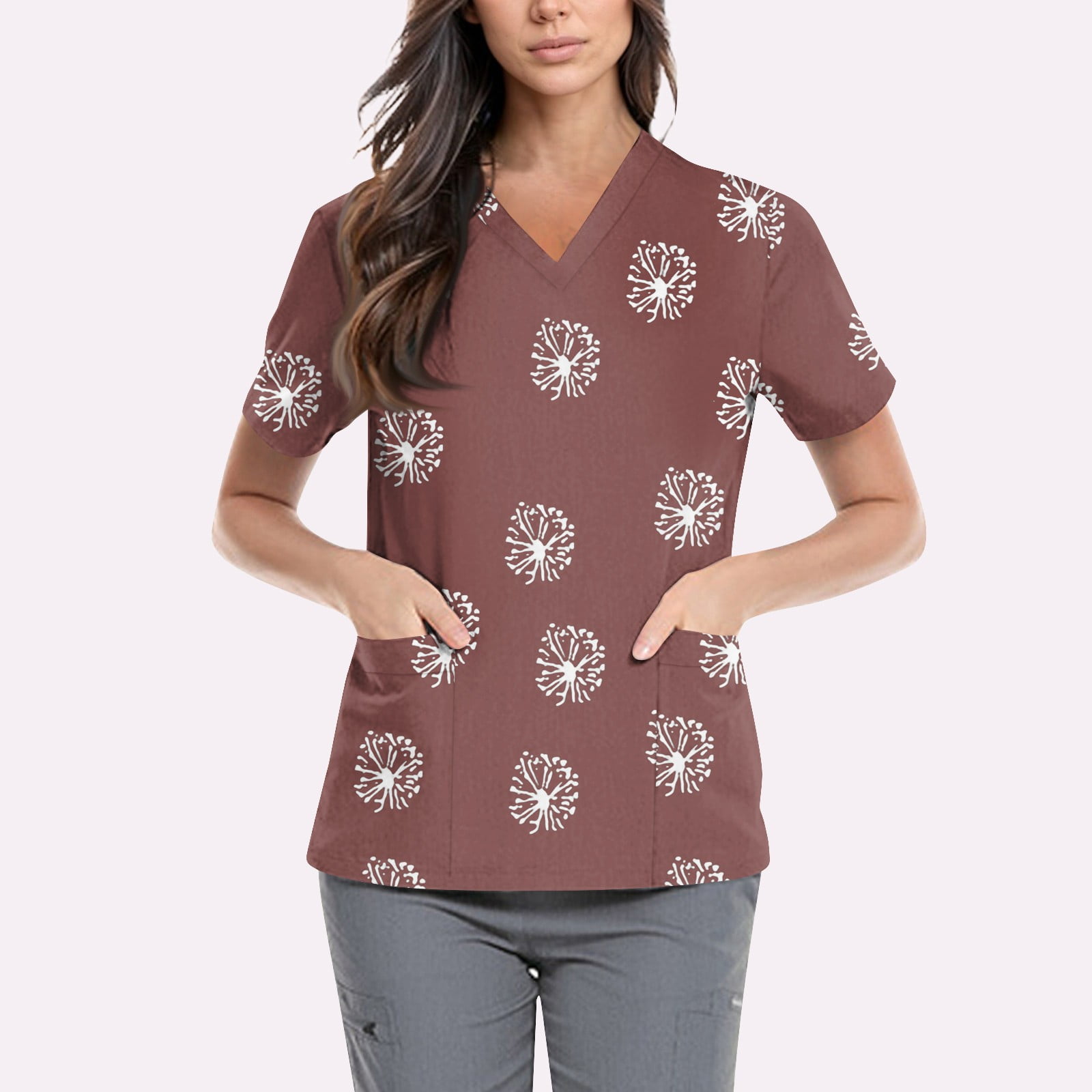 BDPORKAS Scrubs for Women Short Sleeve Scrub Tops Relax Fit Comfy Nurse ...