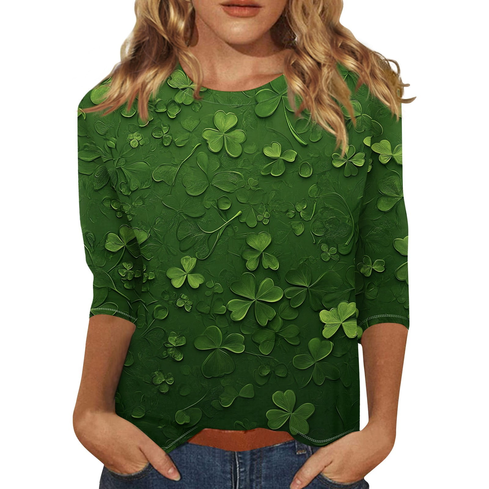 BDPORKAS St. Patrick's Day Shirts for Women Trendy 3/4 Sleeve Clothes ...