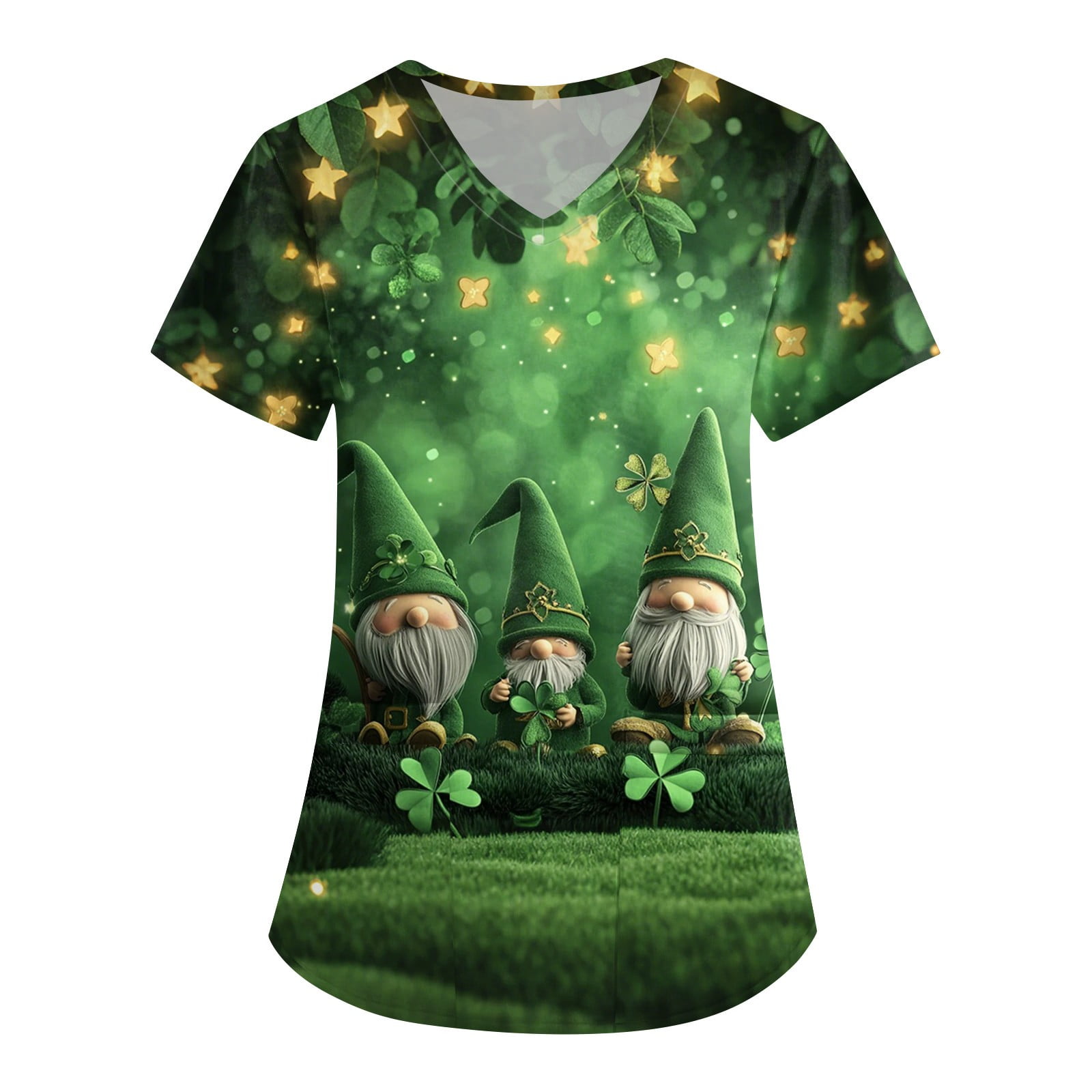 BDPORKAS St.Patricks Day Scrub Tops Women Cute V-Neck Nursing Uniform V ...