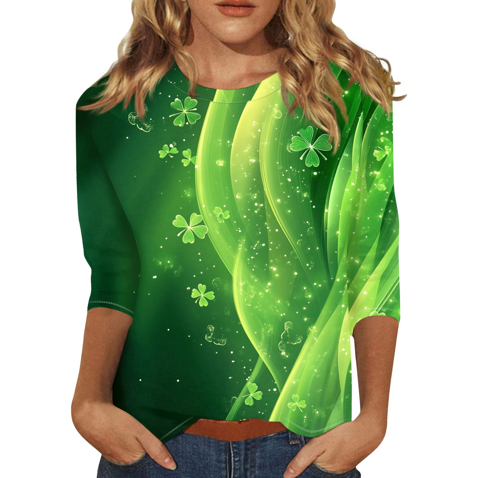 Bdporkas St Patricks Day Shirts For Women 3 4 Sleeve Tops For Women