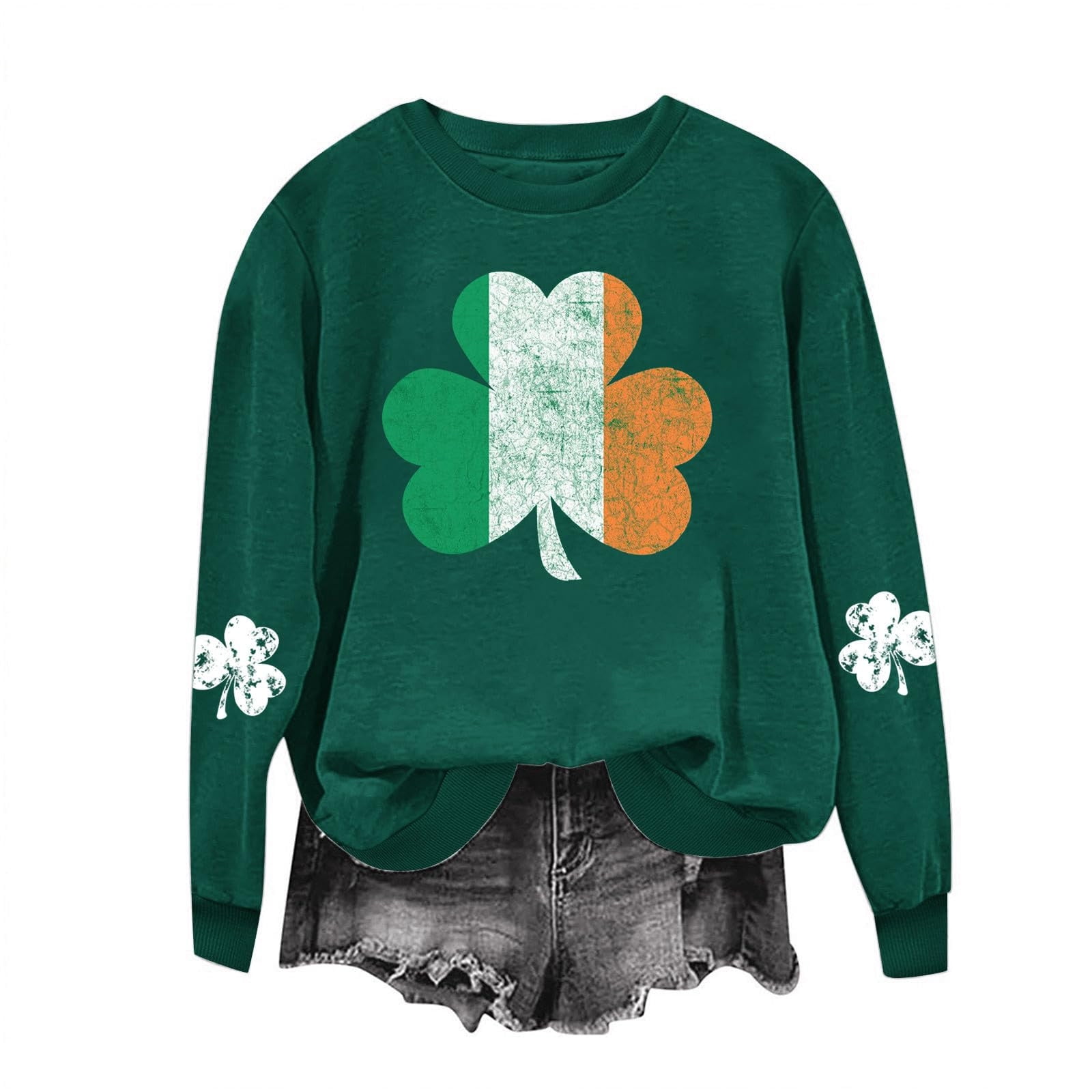 BDPORKAS Sweatshirt for Women St Patrick's Day Shirts Crew Neck Pullover Lucky T Shirt Shamrock ...