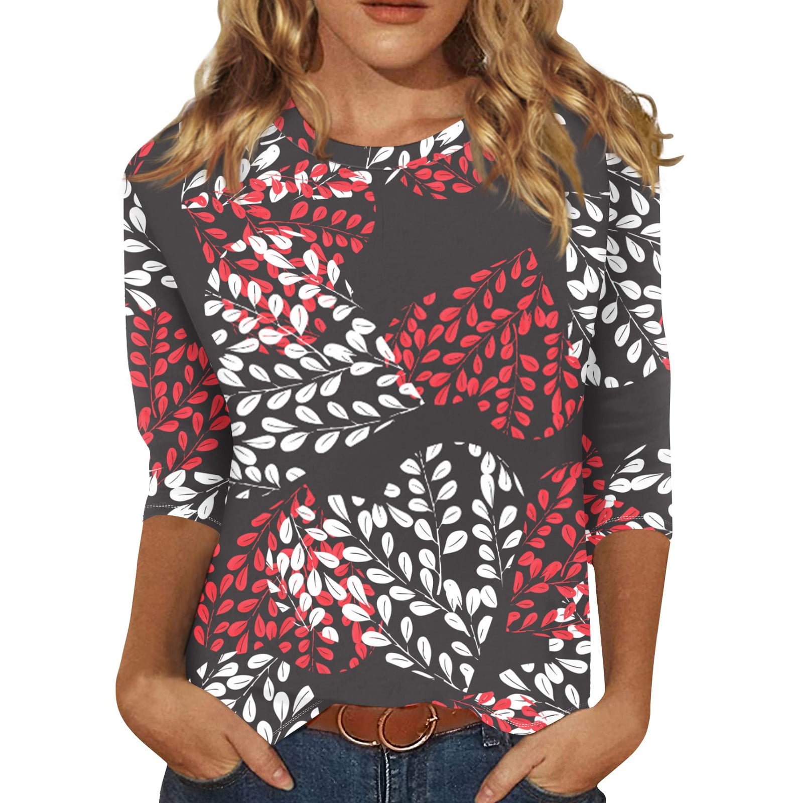 BDPORKAS Valentines Day Shirt 3/4 Sleeve Tops for Women Spring Summer Casual Valentines Day ...