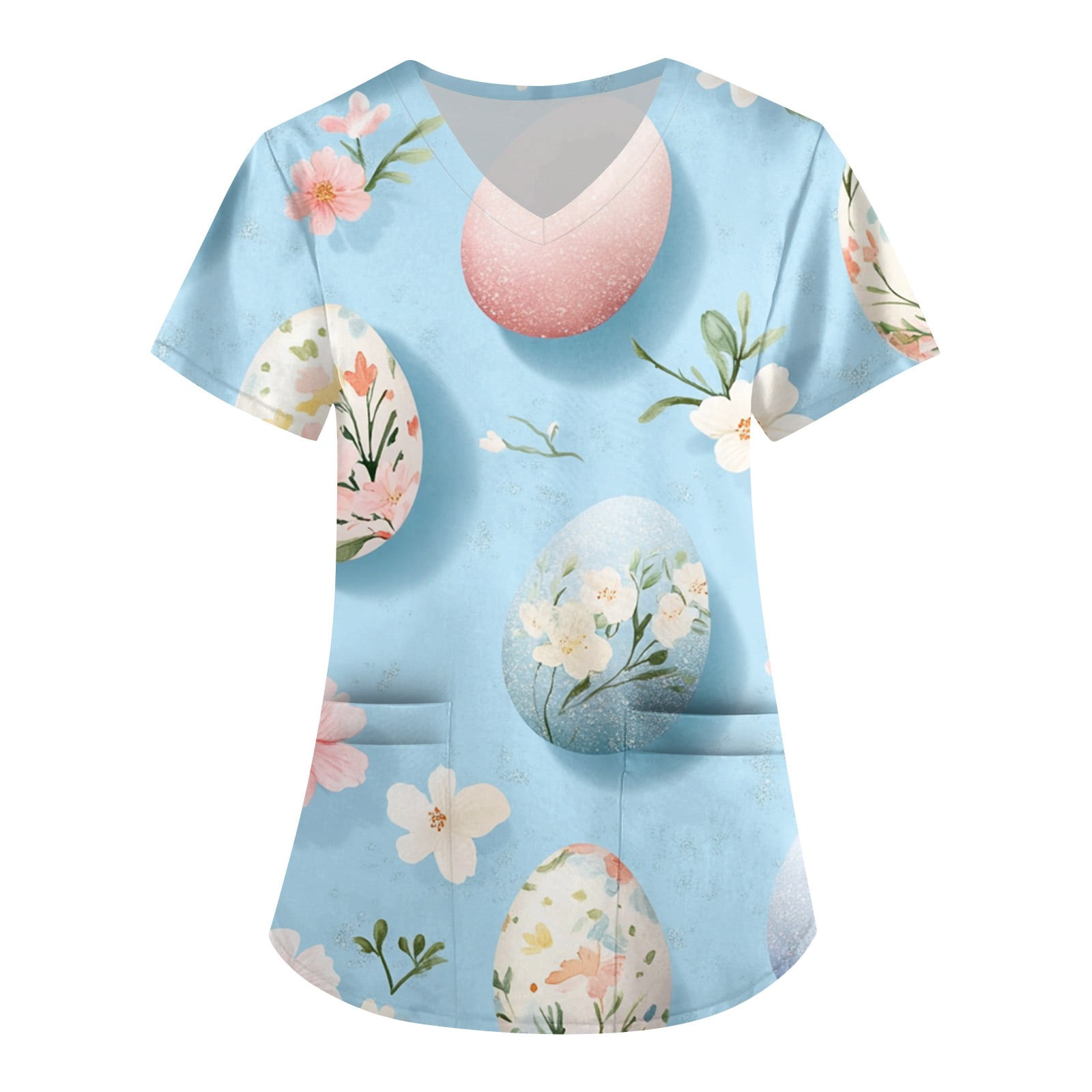 BDPORKAS Women Easter Scrubs Top Short Sleeve Holiday Workwear with ...