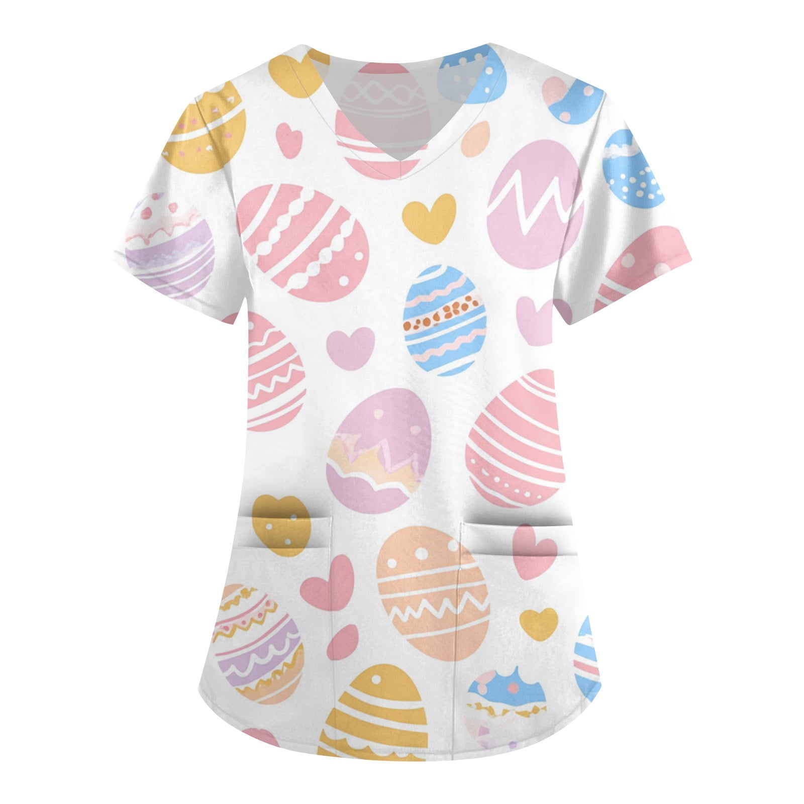 BDPORKAS Women Easter Scrubs Top Short Sleeve Holiday Workwear with ...