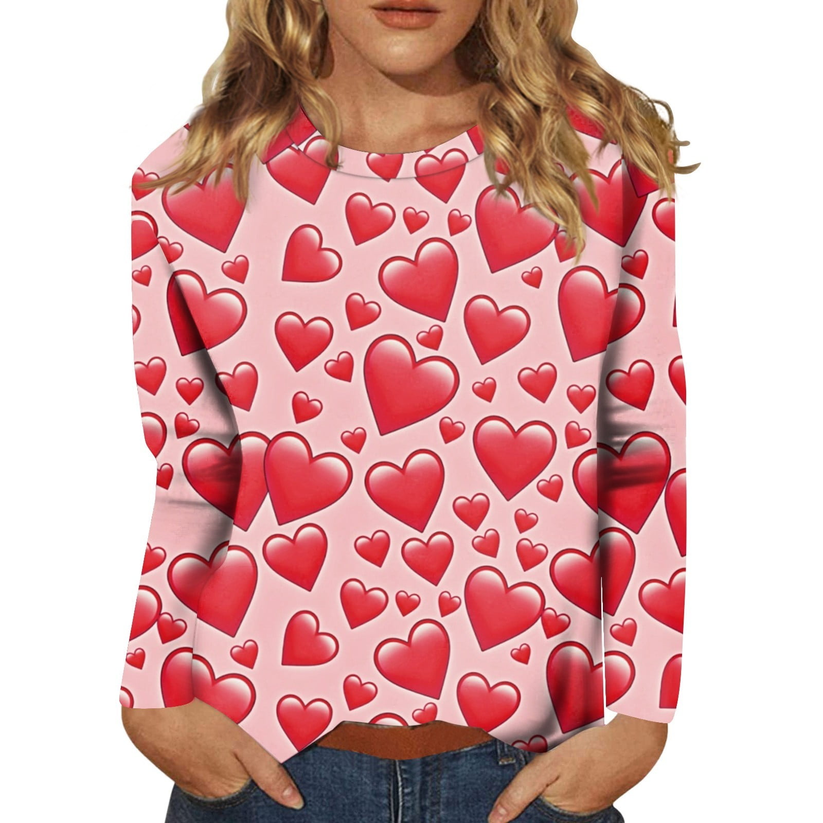 BDPORKAS Women's Tie Dye Love Heart Shirt Cute Crew Neck Shirt Print ...