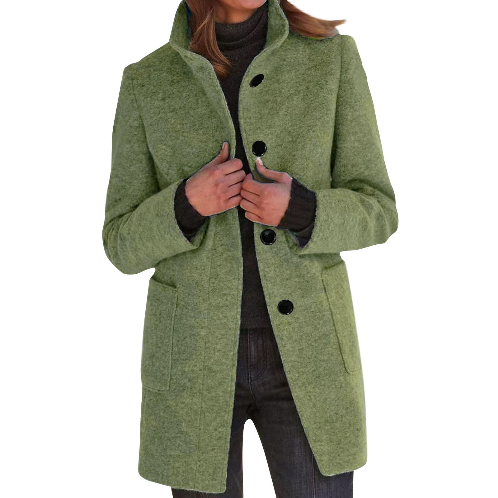 BDPORKAS Women's Winter Wool Blend Coat Wool Blend Mid Length Coats ...