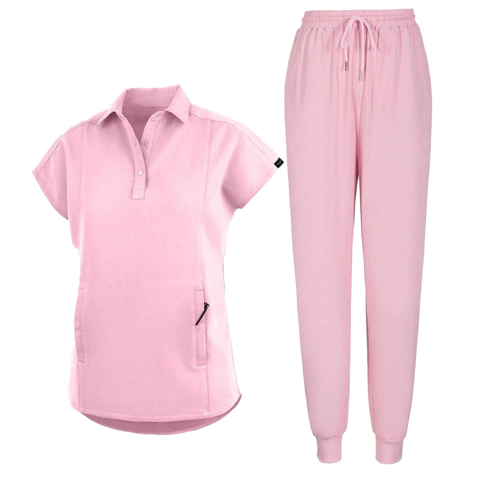 BDPORKAS Womens Cool Stretch Jogger Scrub Set 1/4 Zip Pocket Top ...
