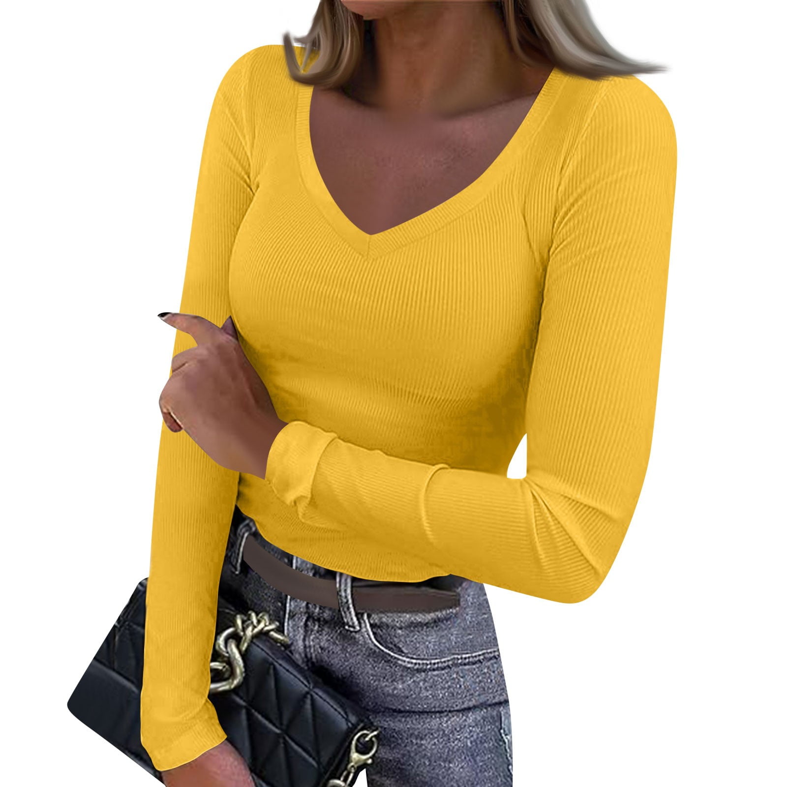 BDPORKAS Womens Ribbed Knit Tunic Tops Plus Size Crew Neck Long Sleeve ...