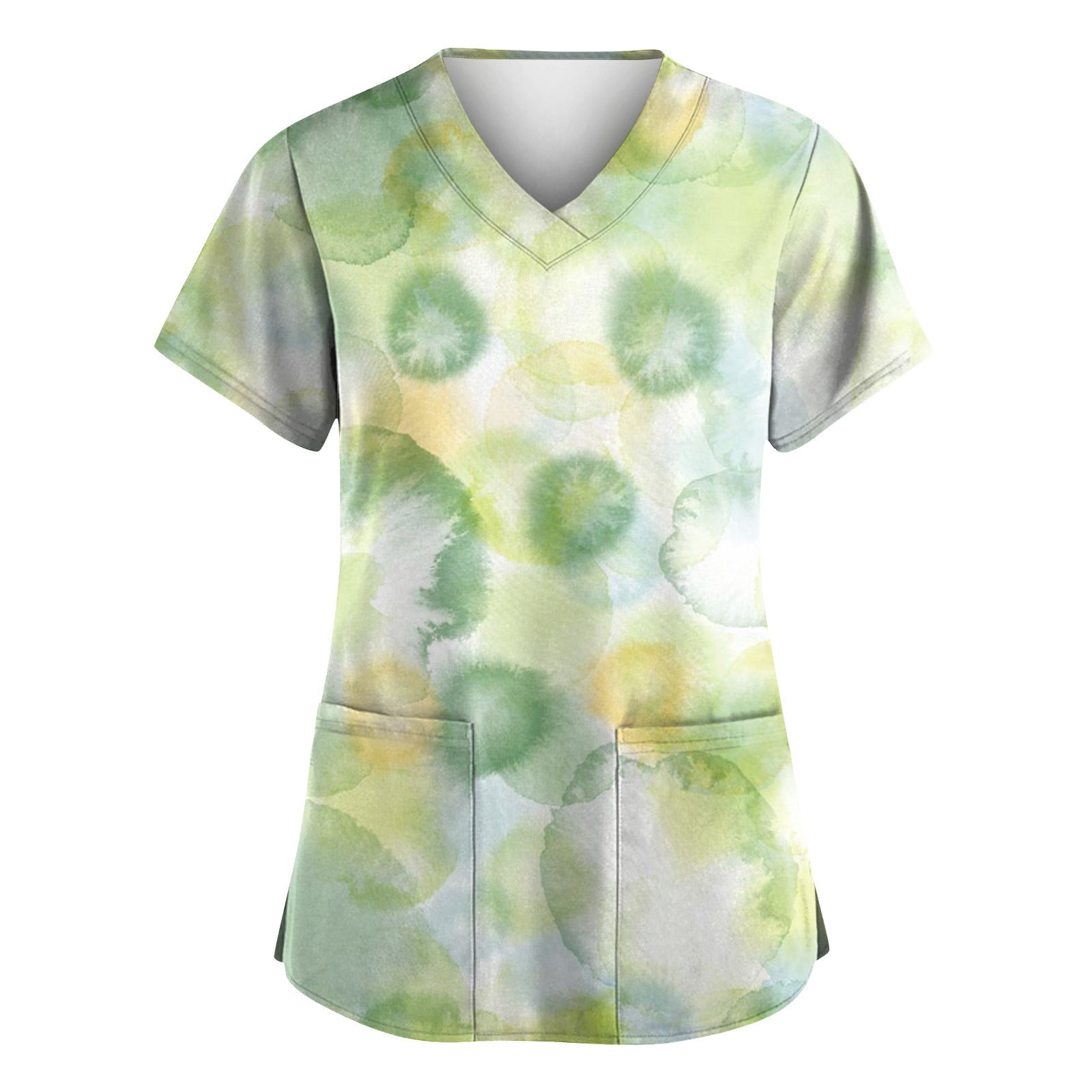 BDPORKAS Womens Scrubs Top Medical Workwear V Neck Graphic Floral Print ...