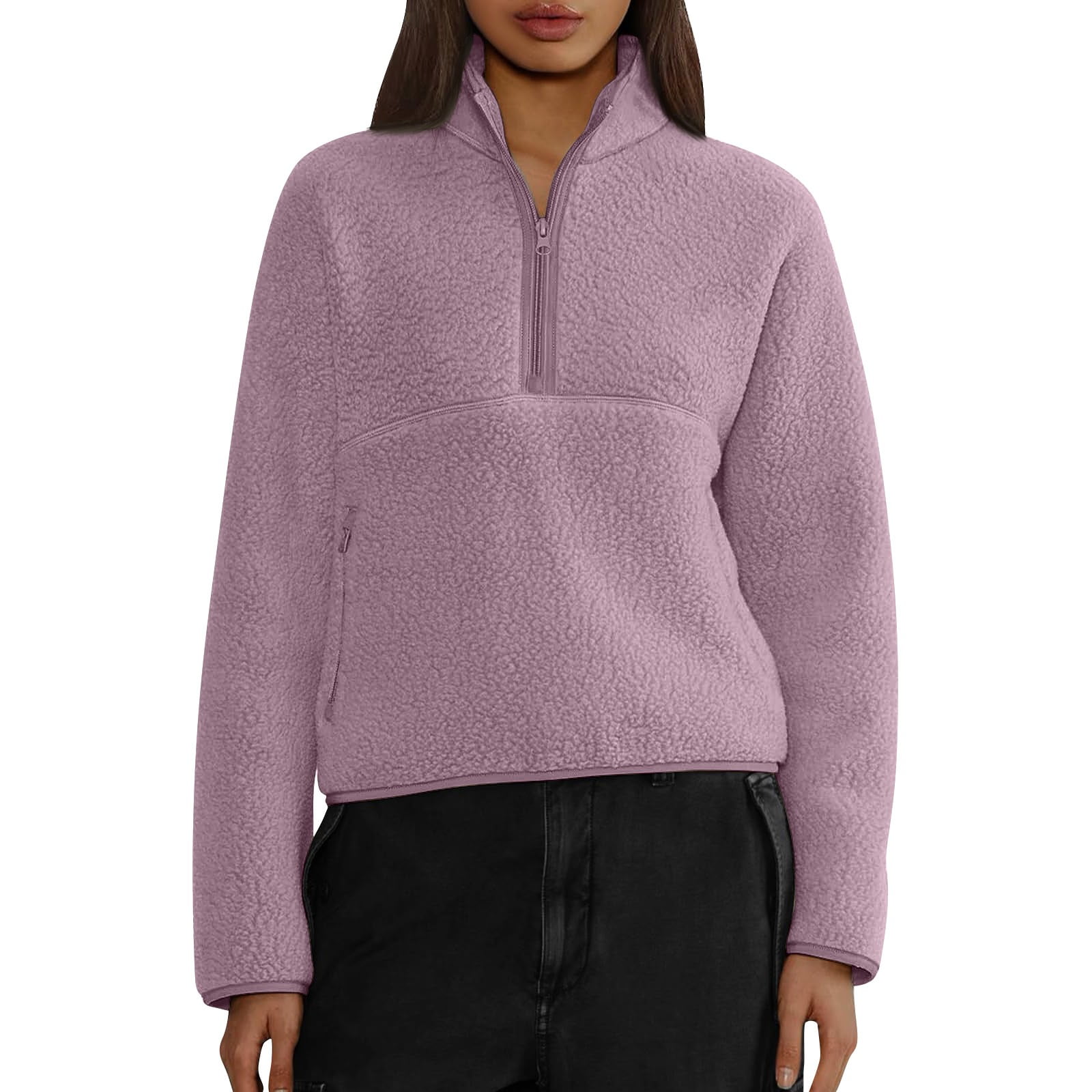 BDPORKAS Womens Zip Up Hoodies Sherpa Fleece Womens Half Zip Pullover ...