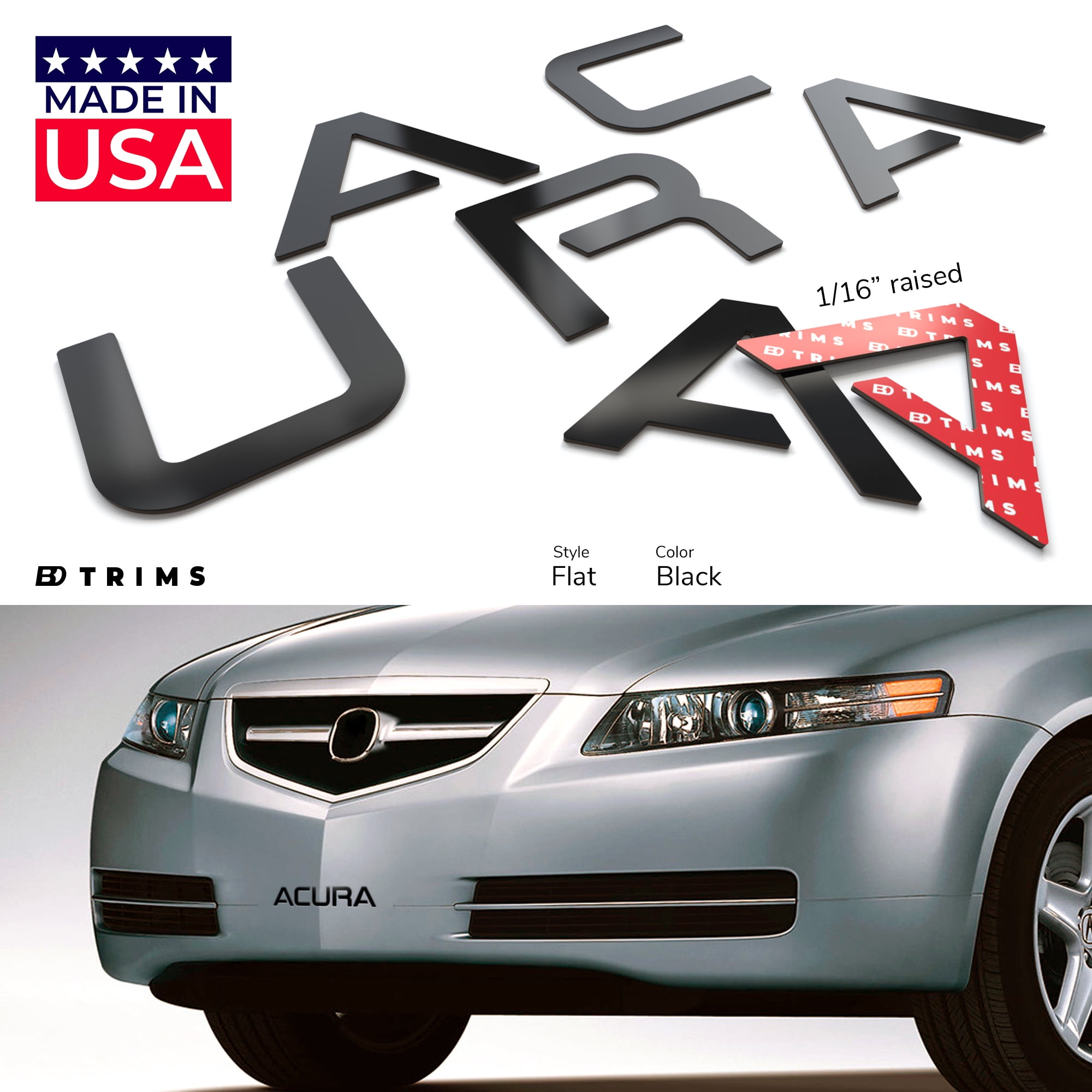 BDTrims | Bumper Letters fits Acura TL 2004-2008 Front Plastic Inserts ...