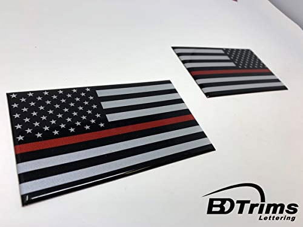 BDTrims | Domed Raised Reflective USA Flag Decals - Set of 2 (Thin Red ...