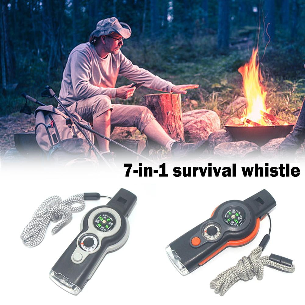 BE 7 in 1 Whistle W/ Compass&Thermometer Outdoors Emergency Gear String ...