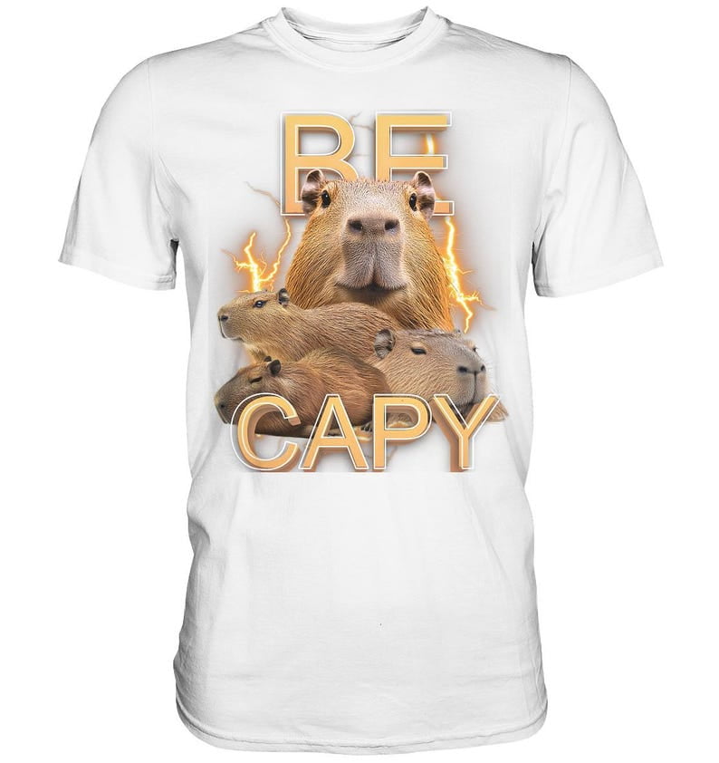 BE CAPY Funny Capybara T-Shirt, Cute Rodent Lightning Meme Animal ...
