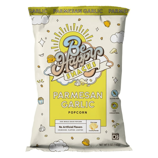 BE HAPPY SNACKS D'Amelio Parmesan Garlic Popcorn, Gluten-Free, 5 oz ...