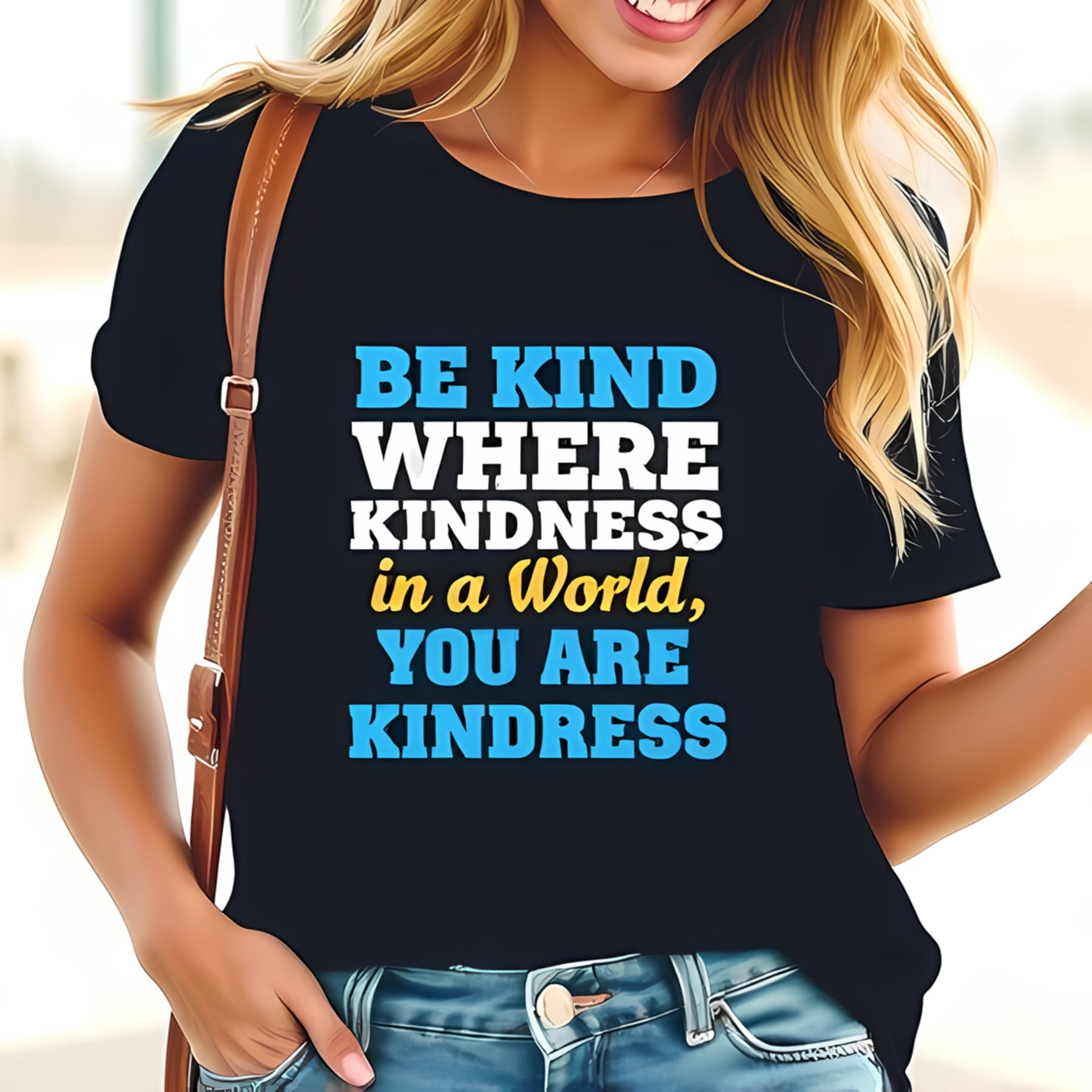 BE KIND Cotton Short Sleeve T-Shirt for Women - Bold Positive Message ...