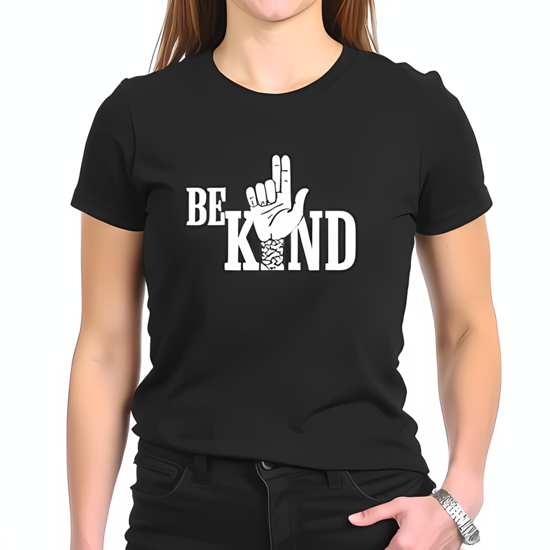 BE KIND Graphic Cotton Short Sleeve T-Shirt with Textured Handprint ...