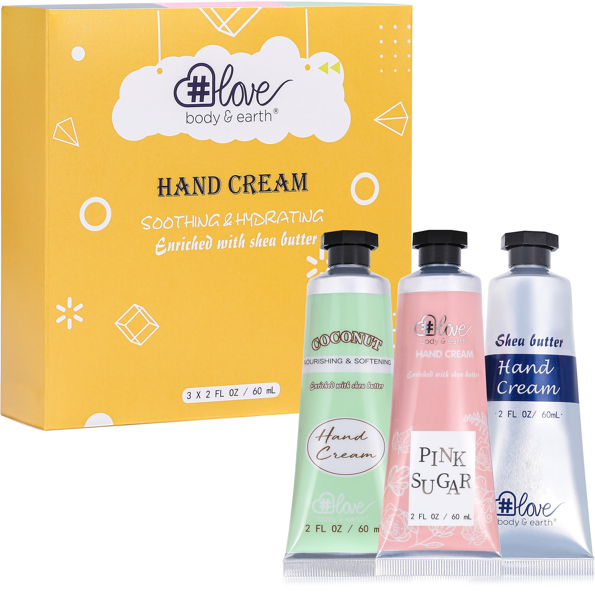BE LOVE Hand Cream Set, 2.0 Oz 3-Pack Shea Butter Hand Lotion for Dry ...