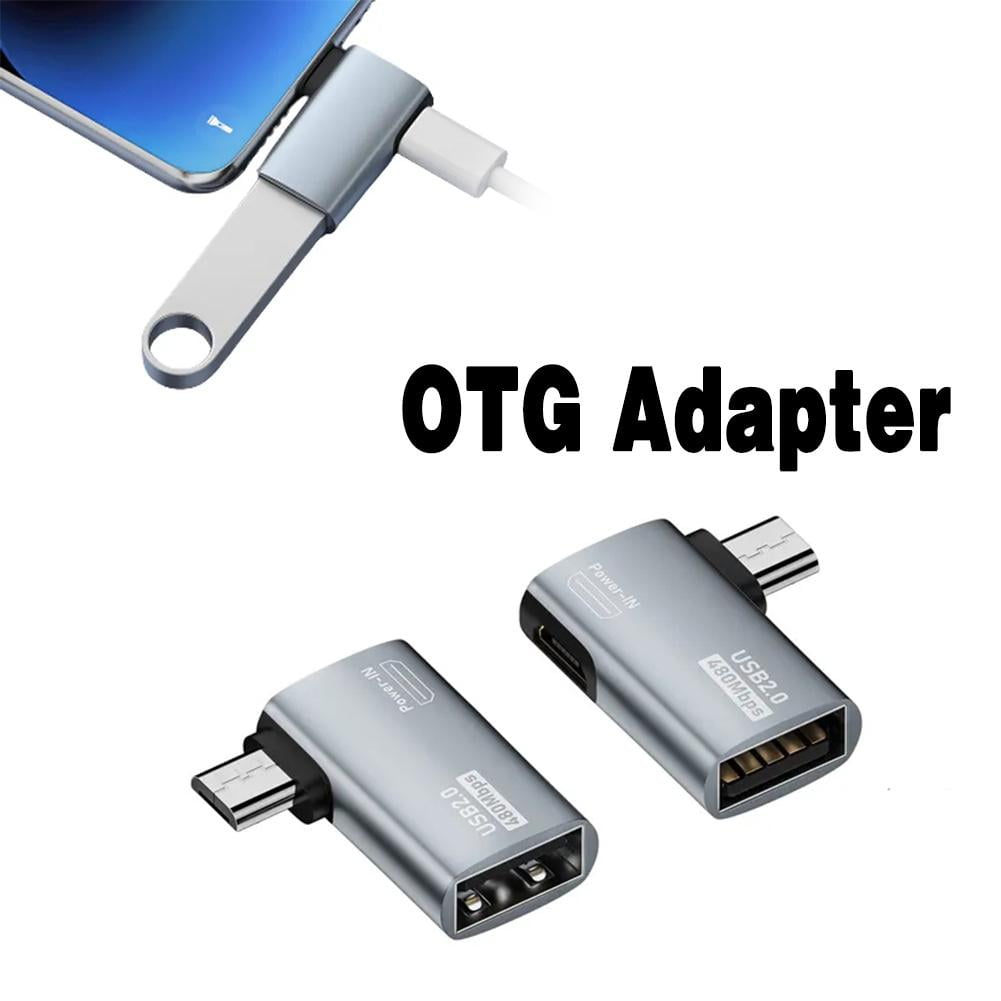 BE OTG Cable Adapter 4K 90 Degree Angle Powered Micro USB To USB OTG ...