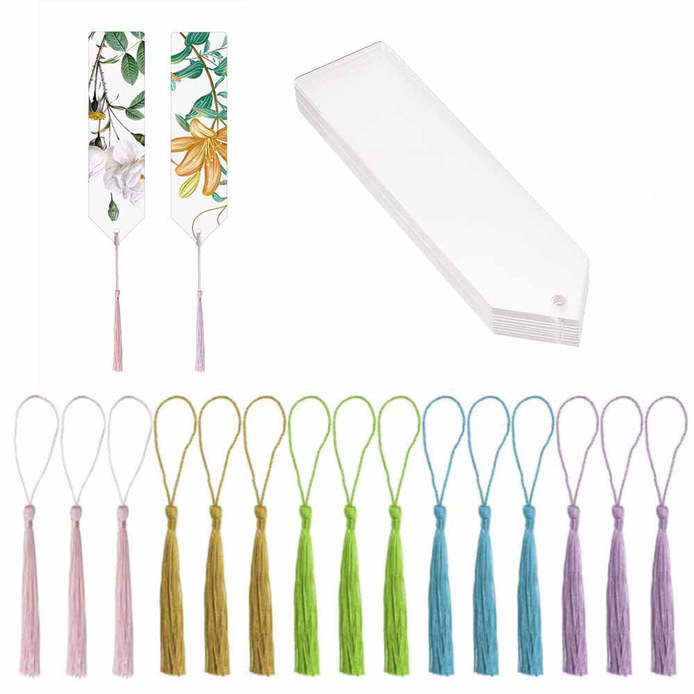 BE-TOOL 15PCS Clear Acrylic Blank Bookmarks with Tassels, DIY Bookmark ...