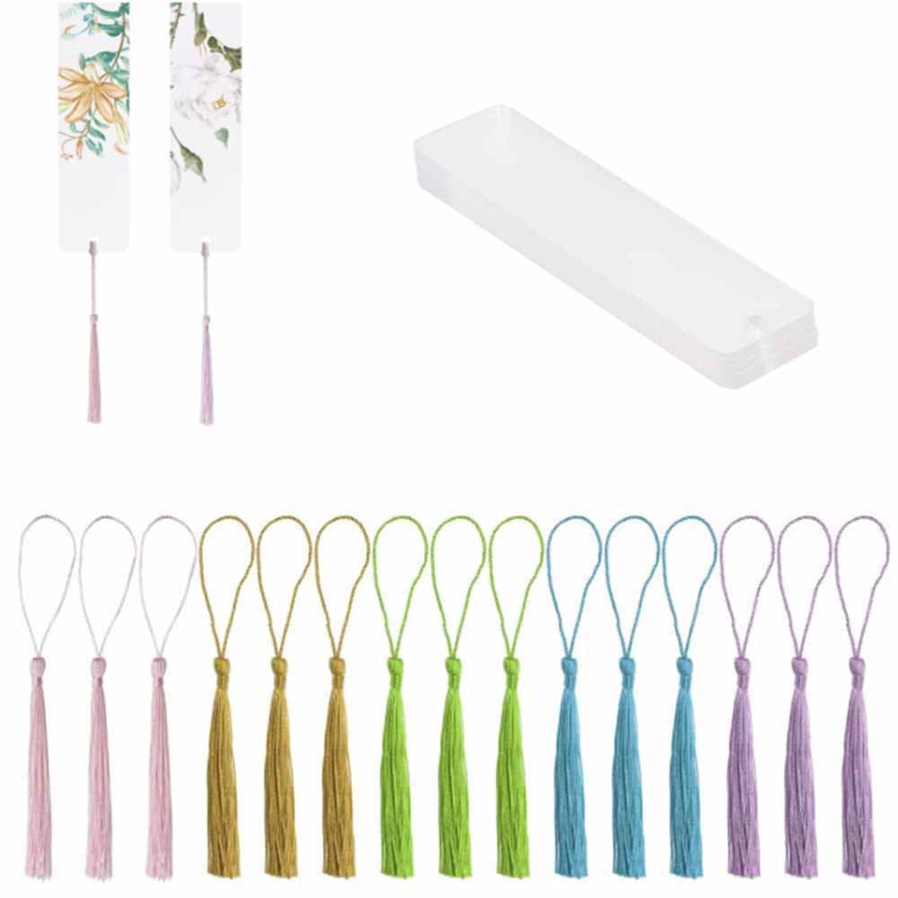 BE-TOOL 15PCS Clear Acrylic Blank Bookmarks with Tassels, DIY Bookmark ...