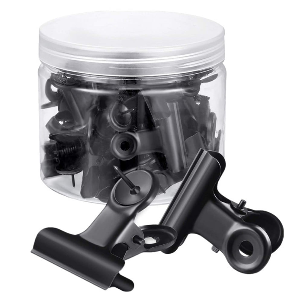 BE-TOOL 30 Pieces Metal Push Pins Clips Black Clips for Poster ...